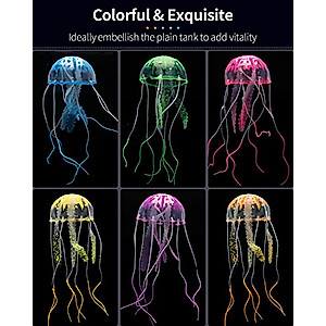 Uniclife 6 Pcs Glowing Jellyfish Ornament Decoration for Aquarium Fish Tank