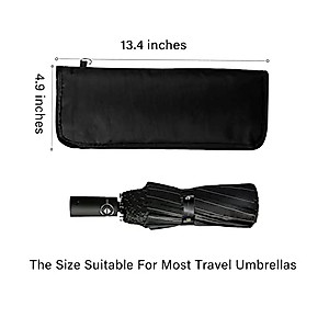 NNIAN Wet Umbrellas Bags for Travel Umbrellas, Thicker Chenille Super Water Absorption Compact Folding Sleeves Covers, Waterproof Oxford Cloth Portable Cases Work and School (13.4x5 inches, Black)
