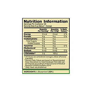 Optimum Nutrition L-Glutamine Muscle Recovery Powder, 300g, Unflavored, 58 Servings