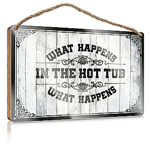 Hanging Door Sign Plaque What Happens In The Hot Tub Stays In The Hot Tub Wooden Sign Playroom Decor Hanging Home Sign (Color : Colour, Size : 20X30CM)
