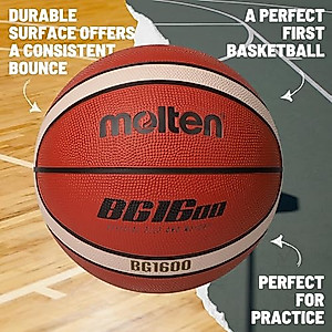 Molten BGR Basketball, Indoor/Outdoor, Premium Rubber, Green/Black, Size 5, Suitable for Boys Age 7, 8, 9, 10 & 11, Girls Age 12 & 13