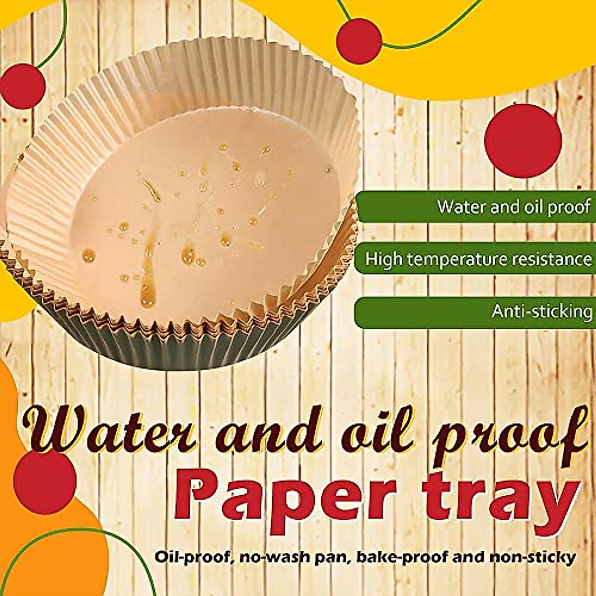Air Fryer Disposable Paper Liner, 100PCS Non-Stick Air Fryer Round Liners, Baking Paper for Air Fryer Oil-proof, Water-proof, Food Grade Parchment Paper for Baking Roasting Microwave