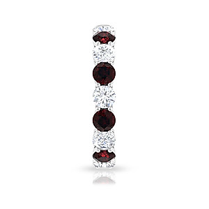 Rosec Jewels Natural Garnet Eternity Wedding Band, Full Eternity Ring for Women, Aaa Quality, 14K White Gold, Size:US 8.00