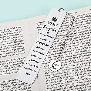 Daughter Inspirational Gifts Bookmark to Daughter Christmas Gift for Women Her 16th 18th 21st Birthday Gift for Teen Girls from Mom Stepmom to My Daughter I Love You Valentines Gift Graduation Gifts