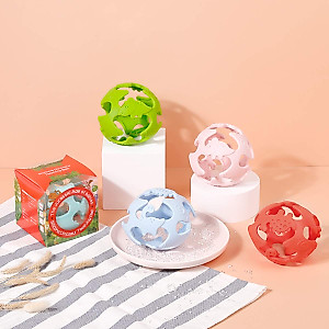 Baby Teething Toys for 3+ Months, Dinosaur Teethers for Babies, Safe Baby Teether Ball, Baby Teething Pacifier, Soft and Durable Teething Balls, (Red)