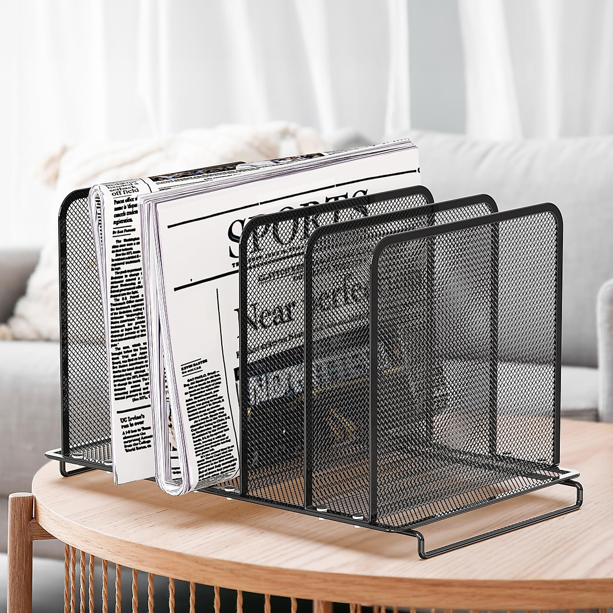 SimpleHouseware Expandable 5 Section Upright File Sorter Organizer, Black