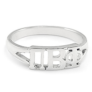 The Collegiate Standard Sterling Silver Pi Beta Phi ring with cut-out letters size 7