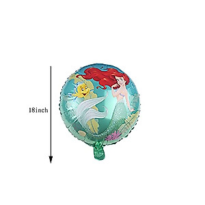 7pcs Mermaid Foil Balloons Birthday Party Supplies, Mermaid Mylar Balloon Kit for Little Mermaid Theme Birthday Party Decorations for Girls, Baby Shower, Backdrop