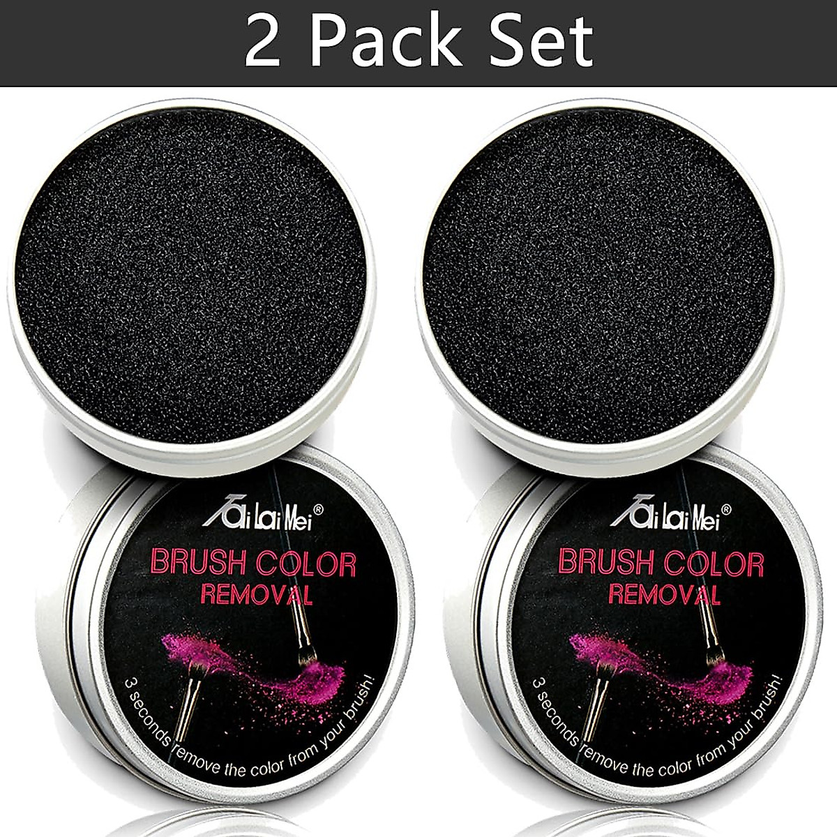 TailaiMei 2 Pack Color Removal Cleaner Sponge, Quickly & Easily Clean Makeup Brushes Powder Without Water or Chemical Solutions Eliminating Drying Time - Switch Eyeshadow Colored Immediately