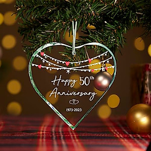 ZUNON 50th Ornament Wedding 50 Years Parents Couple Gift Hanging 2023 Christmas Mr Mrs Married Husband Wife Xmas Decorations Grandparents (50th