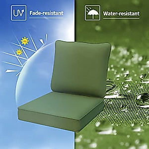 AAAAAcessories Outdoor Deep Seat Cushions for Patio Furniture, Water-Resistant Replacement Patio Chair Cushions Set of 4, 24 x 24 x 5 inch, Dark Moss Green