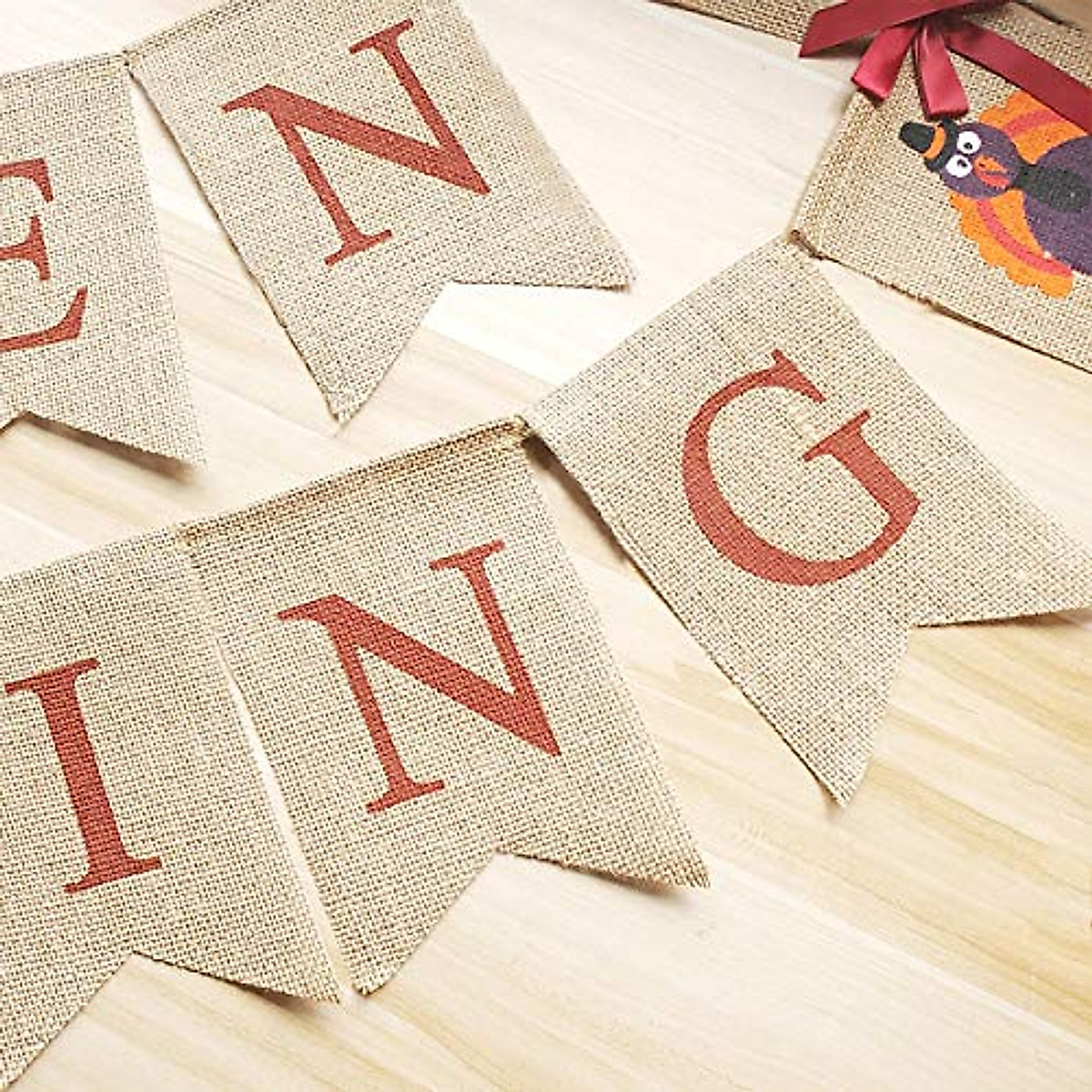 Friendsgiving Banner Decorations,2 Pack Thanksgiving Decor Maple Leaves Turkey for Thanksgiving Party Home,Table,Fireplace,Office,etc.