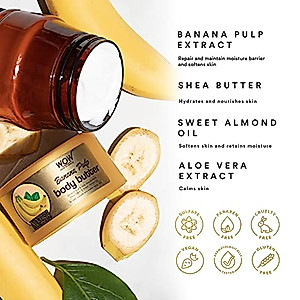 WOW Skin Science Shea Body Butter Almond, Pure Shea Butter for Skin, Body Butters Dry Skin Lotion, Stretch Mark Cream, Hand Lotion for Women, Shea Butter Body Butter Moisturizer Oil (200ml) (Banana)