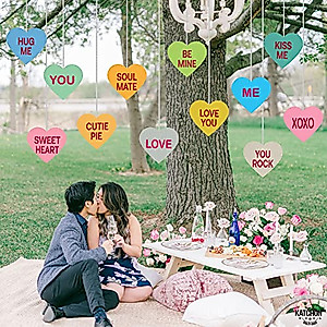 KatchOn, Felt Valentine Conversation Hearts Decor - Pack of 12, No DIY | Valentines Day Decor | Valentines Decorations Outdoor | Conversation Hearts Decorations | Valentine Window Decorations