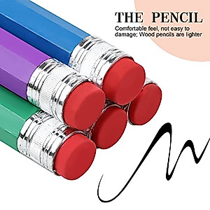 Bercoor 5 Pieces 13.1 Inch Wooden Jumbo Pencils for Props Gifts Decor, Fuuny Big Novelty Pencil with Eraser and Cap Wood Giant Pencil for Schools and Home Kids Writing