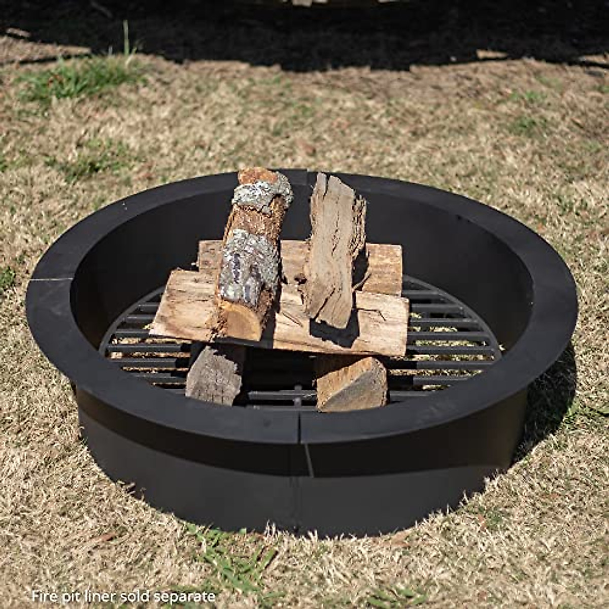TITAN GREAT OUTDOORS Round 28.5in Fire Pit Grate, Heavy Duty 1/2in Steel Elevated Log Wood Pit Grate, Burning Fireplace and Firepits