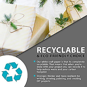 Made in USA White Kraft Paper Wide Jumbo Roll 48" x 1200" (100ft) Ideal for Gift Wrapping, Art &Craft, Postal, Packing Shipping, Floor Protection, Dunnage, Table Runner, 100% Recyclable Material