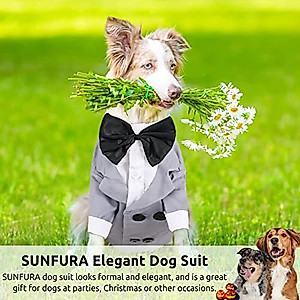 SUNFURA Large Dog Tuxedo Dog Suit, Dog Gentleman Costume Party Suit with Bow Tie Shirt for Halloween Christmas, Formal Pet Wedding Attire for Large Medium Dogs Golden Retriever Samo Husky Bulldogs