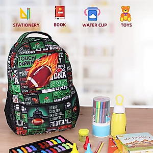 Football Backpack for Boys Girls, Elementary Middle High School Bookbags for Teen Kids, Travel Laptop Backpack for College Students Women Men Durable Lightweight School Bags, 17 Inch Large Back Packs
