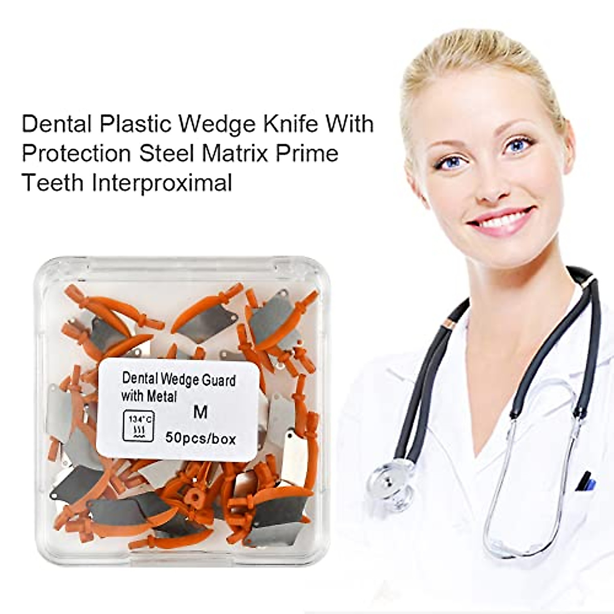 DAMUZHI Orthodontic Matrix Wedges Dental Prime Teeth Interproximal Wedge Guard With Metal Plastic Wedge Knife With Protection Dental Steel 3box 50Pcs/box