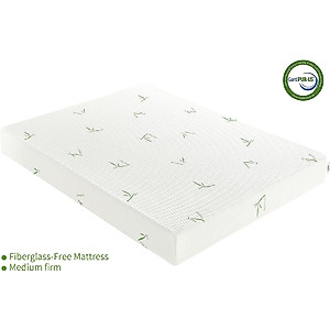 Hbaid Queen Mattress, 6 Inch Memory Foam Mattress in a Box with Breathable Bamboo Cover, Medium Firm Gel Mattress for Bunk Bed, Trundle Bed, CertiPUR-US Certified