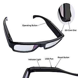 Hereta Spy Camera Glasses with Video Support Up to 32GB TF Card 1080P Video Camera Glasses Portable Video Recorder