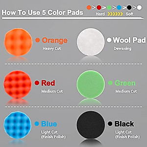 Aucurwen Buffing Polishing Pads, 26Pcs 3" 4" 5" Car Detailing Kit, Car Foam Drill Polishing Pad Kit, Drill Brush Attachment, Car Polisher and Buffer for Detailing, Body Repair, Drill