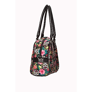 Lost Queen Women's Hibiscus Handbag Sugar Skull Crossbody Purse
