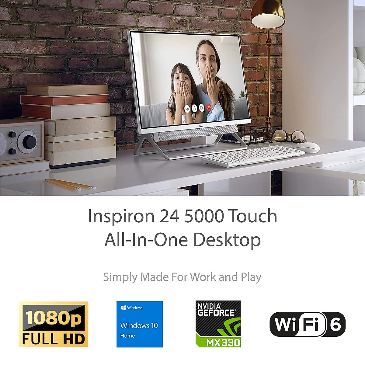 DELL 2021 Inspiron 24 5000 All-in-One Desktop, 24" FHD Touchscreen, i7-1165G7, GeForce MX330, 16GB RAM, 512GB SSD + 1TB HDD, Webcam, WiFi 6, Bluetooth 5.1, Wireless Keyboard and Mouse, Win 10 Home