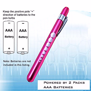 Heavy Duty Reusable Penlight + All Black Tactical Percussion Taylor Hammer (A2ZSCILAB) (Pink Penlight + Hammer)