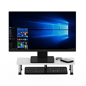 Furinno Turn-N-Tube Monitor Riser Stand, White Oak, Stainless Steel Tubes