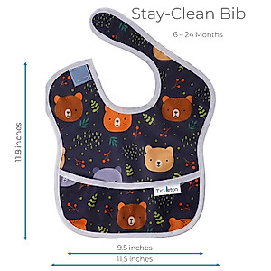 Tickleton Mom's Choice Big Waterproof Baby Bibs for Eating 6-24 Months|Eco-friendly Infant Feeding Bibs with Catch-All Pocket (Multicolor)