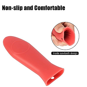 Emoly Silicone Hot Handle Holder, 3 Pack Pot Holders Cover Rubber Hot Resistant Non Slip Pot Holder Sleeves for Cast Iron Skillets Metal Frying Pans Aluminum Cookware Handles (Red), 12 (Emoly)