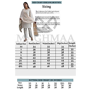 MAGHMA Chikankari Kurtis for Women Pakistani Salwar Kameez Suit Set Indian Dresses Cream White Kurti Pant & White Color Dupatta Set (L)