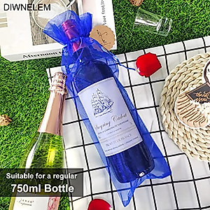 DIWNELEM 30 Pack Organza Wine Bottle Bags Organza Wine Gift Bags with Drawstring Wine Wrapping Bags for Birthday,Wedding,Baby Shower,Party Favors,Festivals,Decorations (Blue)