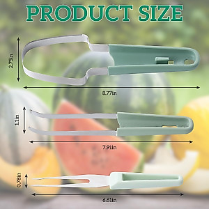 Generic 3-in-1 Watermelon Fork Slicer Cutter,Watermelon Cutter Slicer Tool, Stainless Steel Watermelon Popsicle Cutter Tool,Melon Cutter Knife Portability Fruit Fork for Camping Kitchen Gadgets