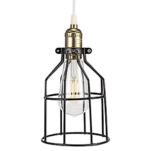 Kohree Metal Bulb Guard Lamp Cage, for Pendant Light, 32-42mm Lamp Base, Ceiling Fan Light Bulb Covers Vintage Open Style Industrial Grade Adjustable 4 Packs(Cage ONLY)