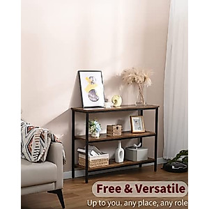 WEENFON Narrow Console Table, 39.4”Long Sofa Table, 3 Tier Entryway Table, Living Room Tables,Rustic Entrance Table for Hallway, Corridor,Kitchen, stairwell,Steel Frame, Rustic Brown