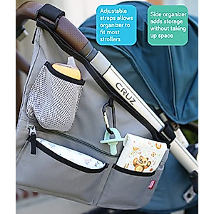 Nuby Fabric Side Stroller Organizer: Keeps Essentials Organized Gray