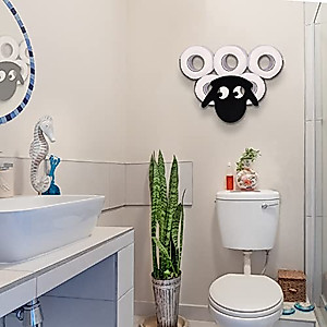 CUKE2BEET Sheep Toilet Paper Storage Hold, Wall Mounted Floating Shelf Toilet Paper Roll Holder with Storage, Funny Animal Bathroom Tissue Organizer