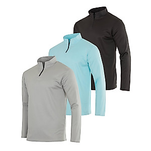 3 Pack:Men's Quarter 1/4 Zip Pullover Long Sleeve Athletic Mesh Quick Dry Dri Fit Shirt Gym Running Performance Golf Half Zip Up Top Thermal Workout Sweatshirts Sweater Sports Track Jacket-Set 5,XXXL