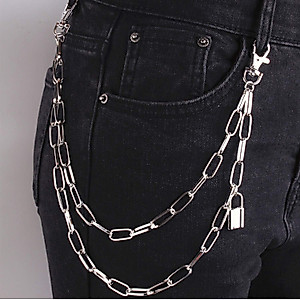 6 Pieces Pants Chain Wallet Chain Butterfly Lock Charm Jeans Chains Pocket Punk Chain Hip Hop Rock Chains for Women Men