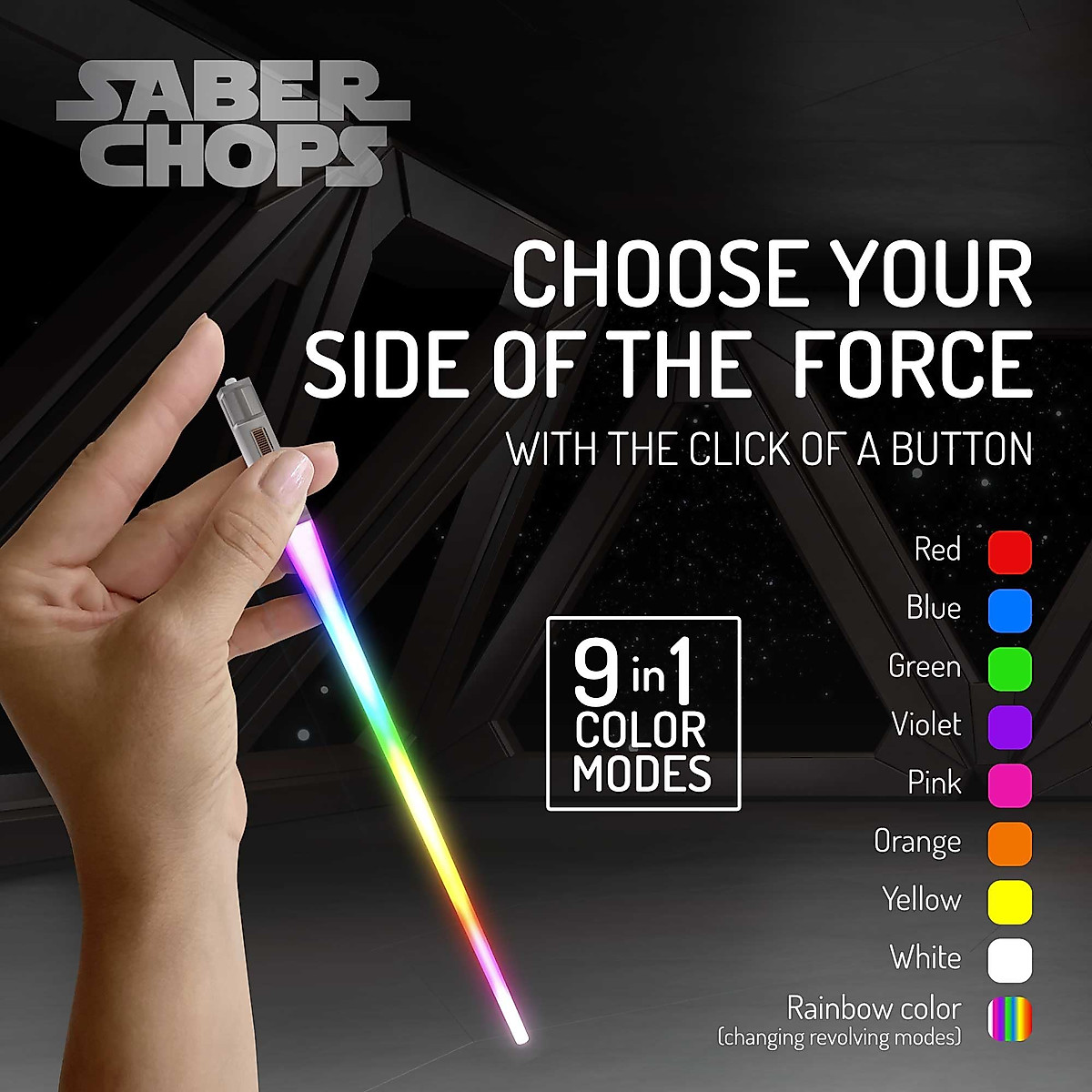 LIGHTSABER CHOPSTICKS LIGHT UP STAR WARS CHOPSTICK LED Glowing Light Saber Chop Sticks REUSABLE Sushi Sabers Cool Fun Geeky STARWARS Chop Stick Set 2 PAIRS | FREE Keychain Soft Carry Pouch | Gift Box
