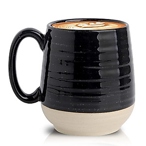 Hasense Large Coffee Mug, 20 oz Ceramic Coffee Cup with Comfortable Handle for Office and Home, Ideal for Coffee Tea Latte, Dishwasher Microwave Safe, 1 PCS(Black)