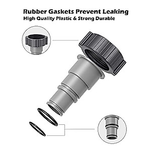 SHAPON Replacement Hose Adapter w/Collar for Threaded Connection Pumps & Plunger Valve, Converts 1.5" and 1.25" Hoses for Intex Above Ground Swimming Pool, Pool Accessories (2 Pack)