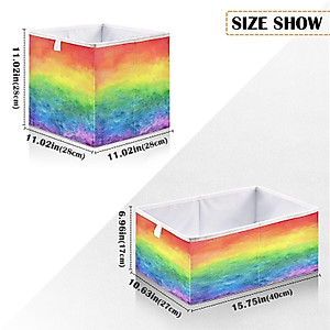 SDMKA Cube Storage Bin Rainbow Watercolor Fabric Storage Cubes Foldable Storage Baskets Collapsible Cube for Shelf Closet Home Organizers, 11 Inch