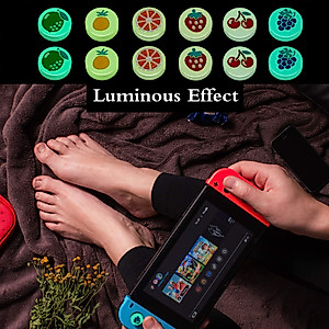 Skylety 36 Pcs Replacement Cute Cat Paw Flower Fruit Design Thumb Grip Soft Silicone Analog Stick Cover Compatible with at Dark Luminous Joystick Compatible with Switch, Switch Lite Joy-Con