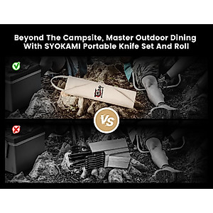 SYOKAMI Chef Knife Set, 14pcs Japanese Kitchen Knife Set with Roll Bag, Pakkawood Handle, High Carbon Stainless Steel Professional Kitchen Knives for Camp Travel Outdoor