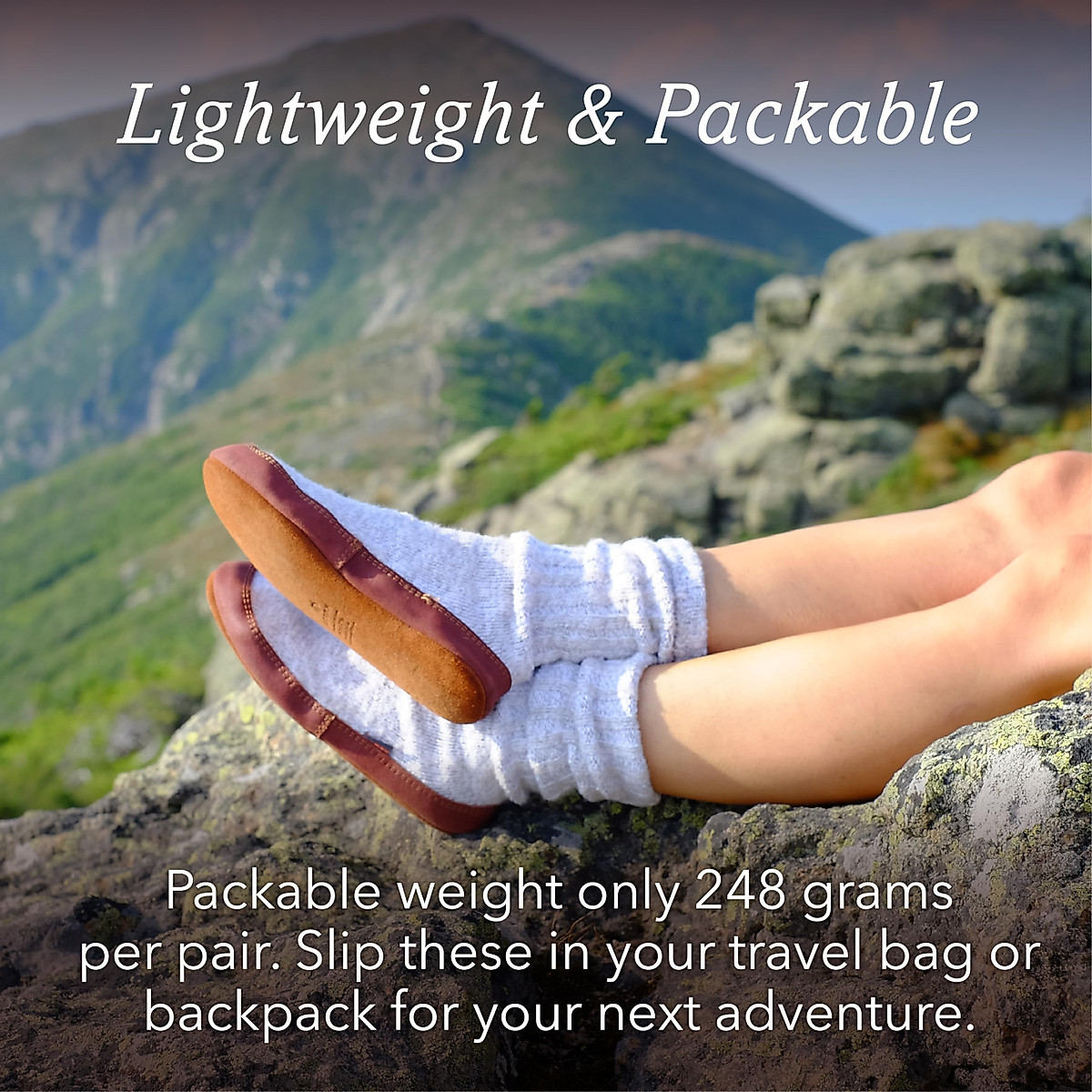 Acorn Unisex Slipper Socks, Flexible Cloud Cushion Footbed with a Suede Sole, Mid-Calf Length, Light Grey Ragg Wool, 11-12 US Women