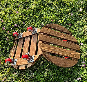 2 Pack Plant Caddy Wooden 12 Inch Plant Stand with Wheels Heavy Duty 330lbs Capacity, Rolling Plant Stand Round Potted Dolly Rollers Cart with Metal 360° Lockable Casters for Flower Pot Outdoor Indoor